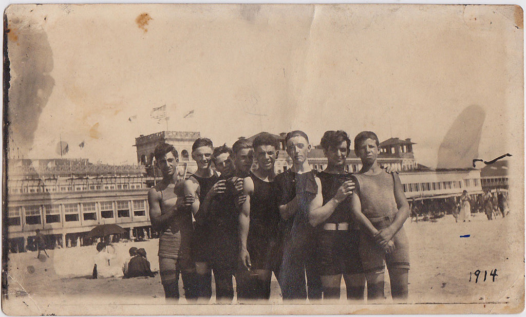 8 Young Guys at the Beach: Real Photo Postcard – Homobilia