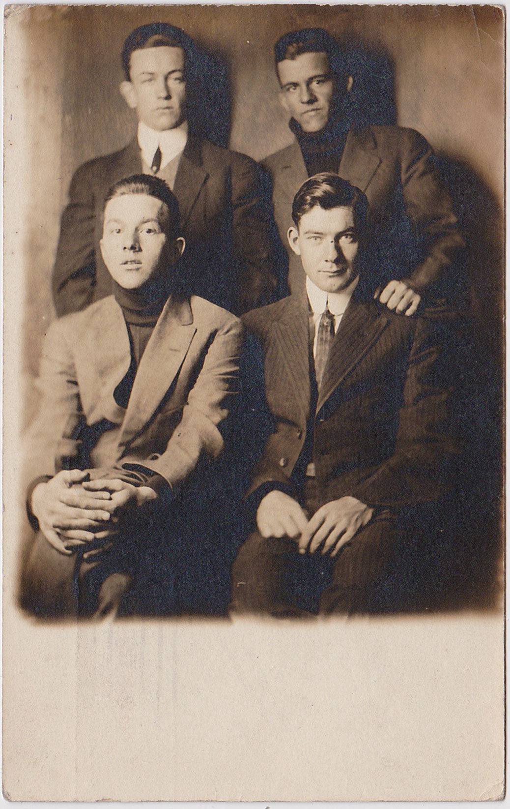 Portrait of Four Handsome Men: Real Photo Postcard – Homobilia